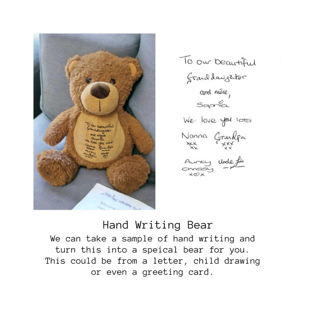 Embroidered Handwriting Memorial Bear: Personalized Remembrance Gift ...