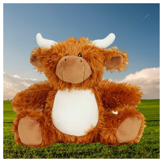 Highland Cow Teddy Bear Embroidered Cow Birth Gift New Baby - Etsy Israel