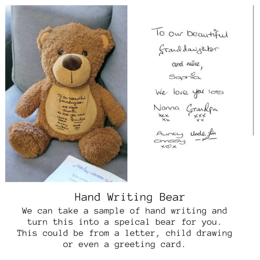 Memorial Bear, Loved Ones Hand Writing Embroidered on A Bear ...