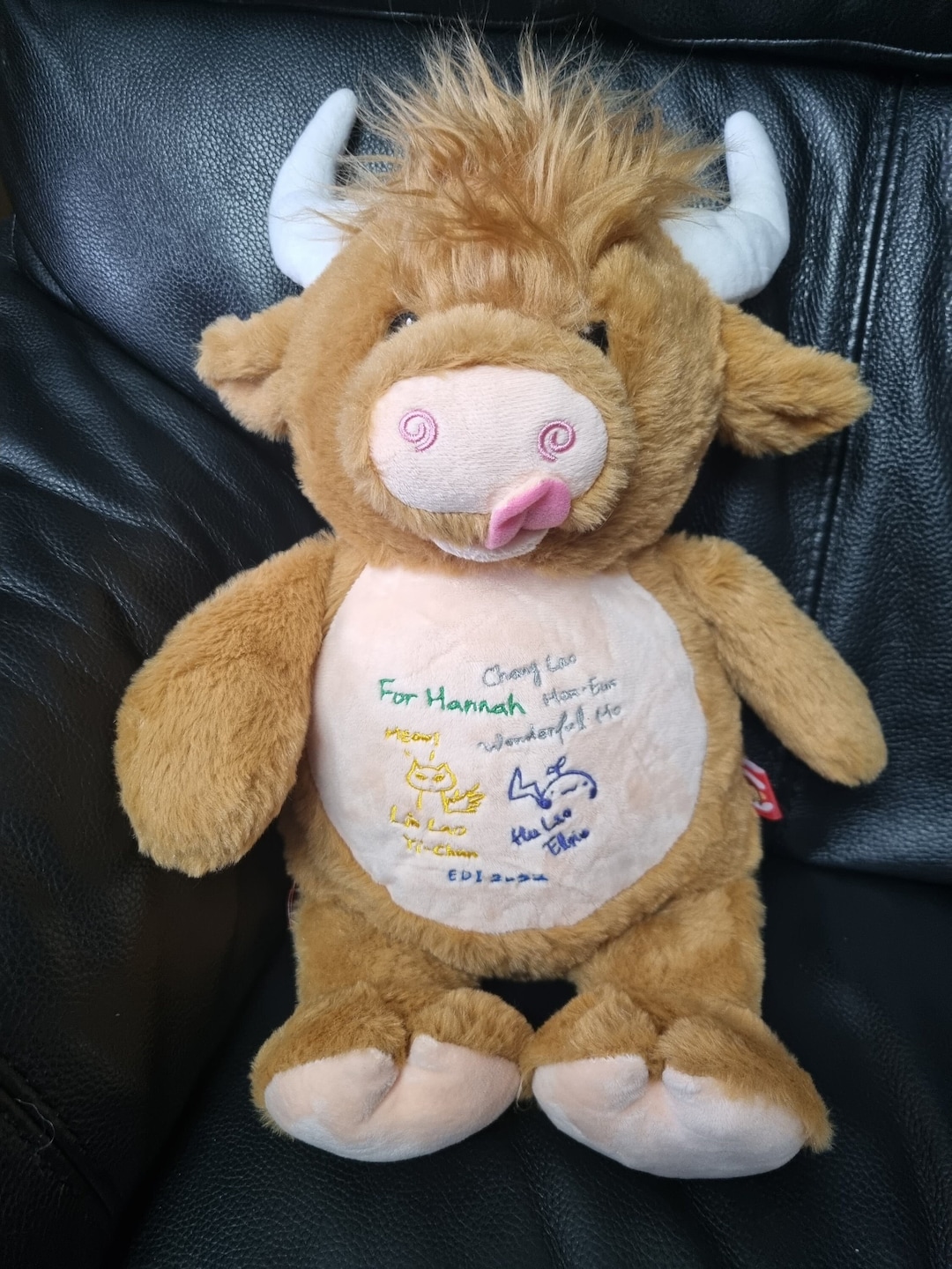 Highland Cow Teddy Bear, Embroidered Cow, Birth Gift, New Baby Gift ...