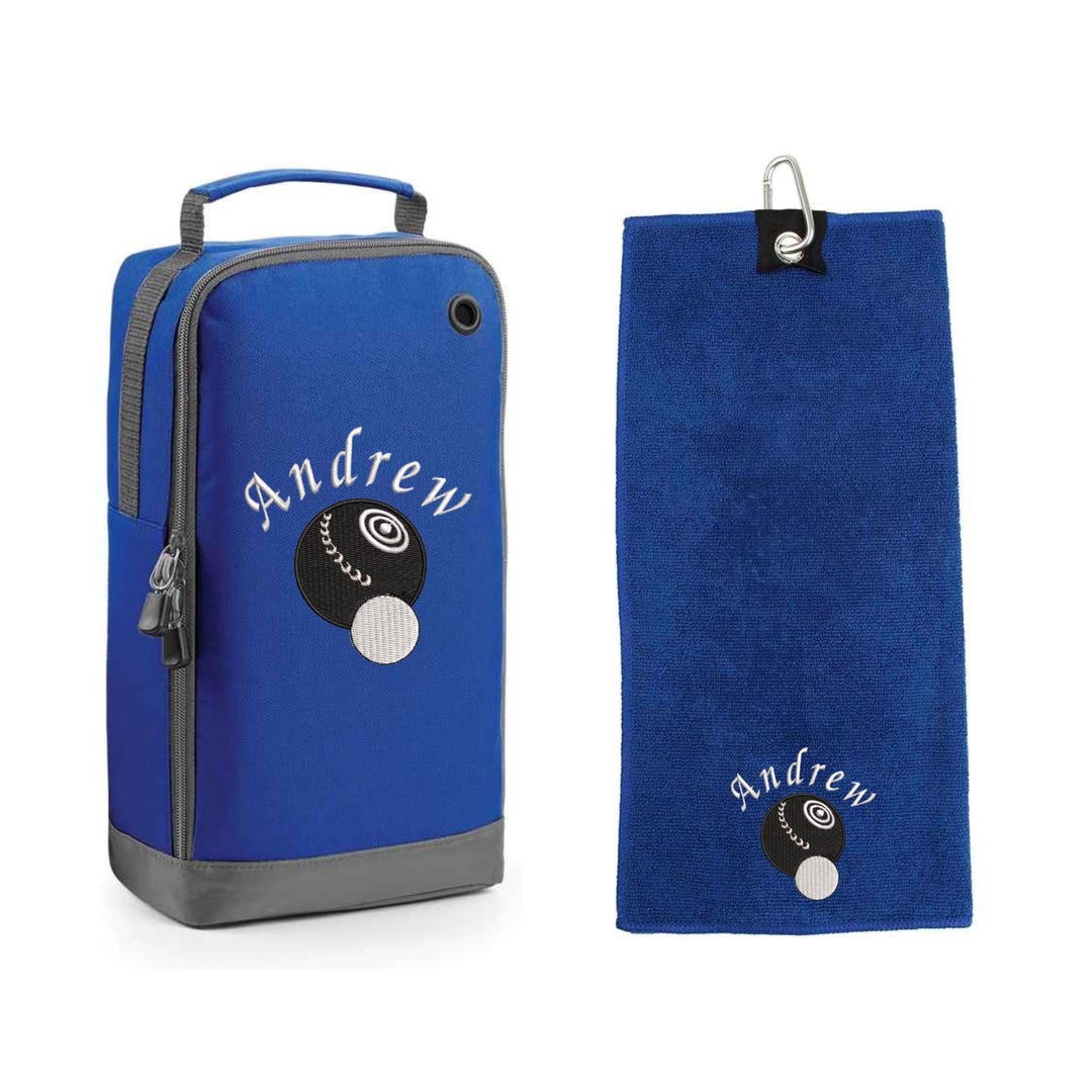 Personalized Embroidered Lawn Bowls Gift Set: Shoe Bag & Towel - Etsy
