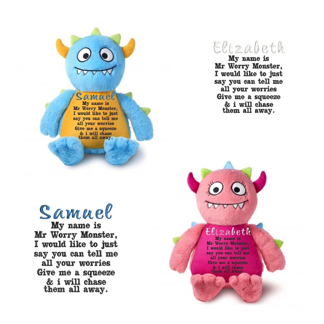 Worry Monster Teddy Bear Personalised for Anxious or Nervous Kids ...