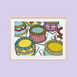 Kitchen Wall Decor, Gateaux Cake, Food Illustration, Kitchen Wall Art ...