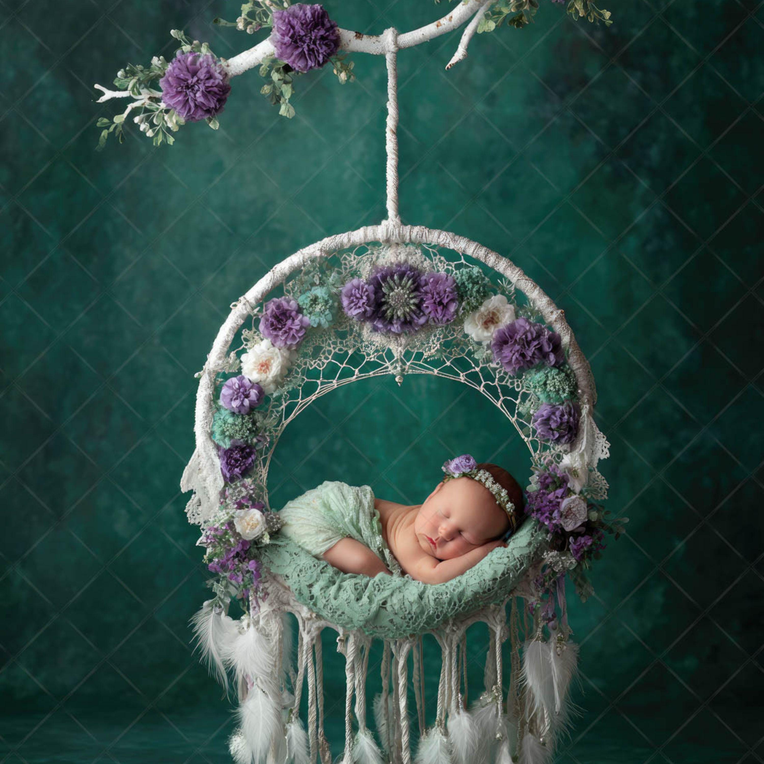 Floral Wreath Newborn Digital Backdrops – Fantasy Ring Artistic Baby ...