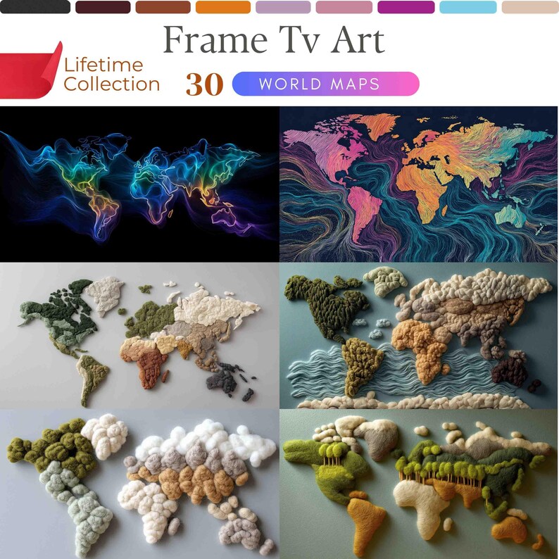 World Map Frame TV Art Collection – 30 Files Digital Download - Etsy