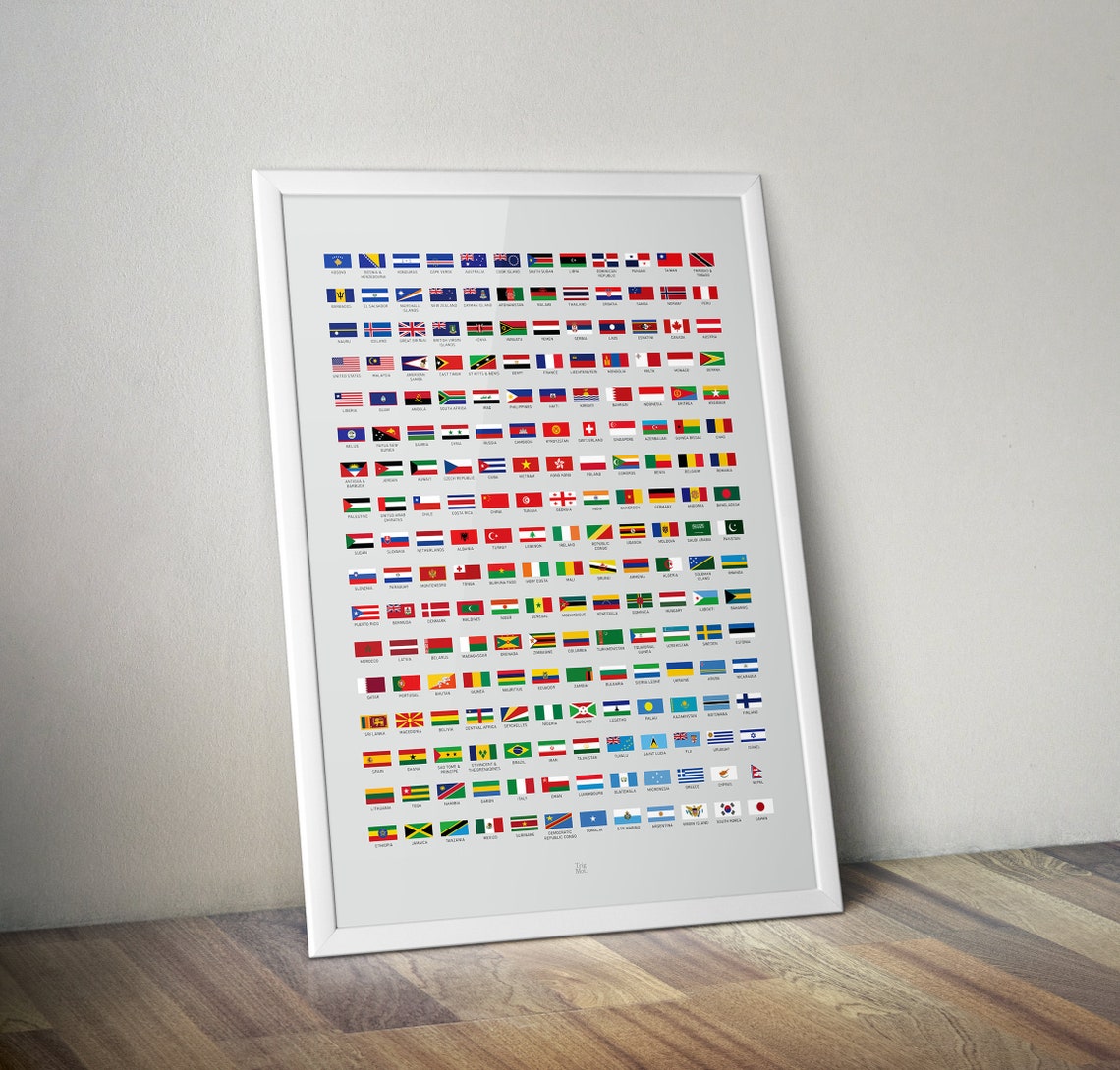 Flags of the World Poster Printed or Digital Interactive - Etsy