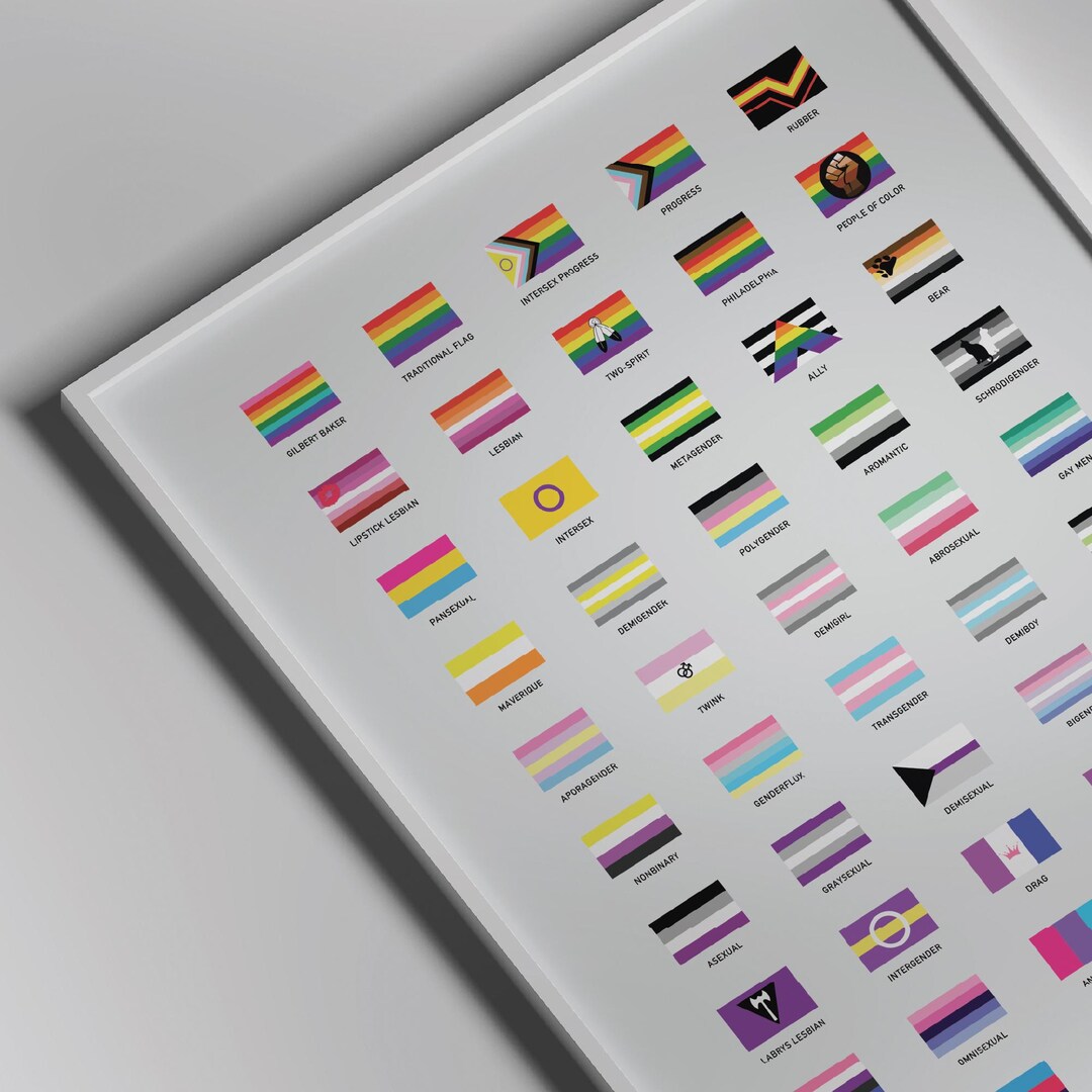 LGBT Pride Poster - 45 Flags of Gay, Trans & Queer Diversity, Vibrant ...