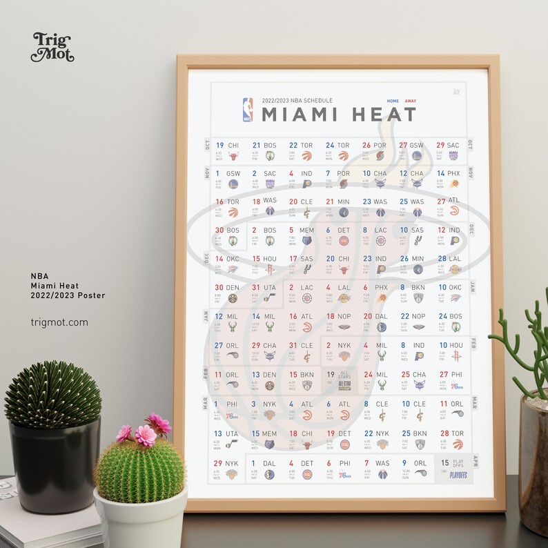 Miami Heat Poster 2023 NBA Season Calendar Basketball Garage - Etsy