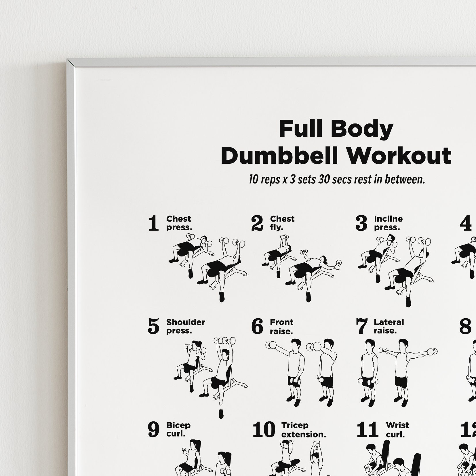Dumbbell Gym Chart Poster Prints Download Fitness Workout - Etsy Australia