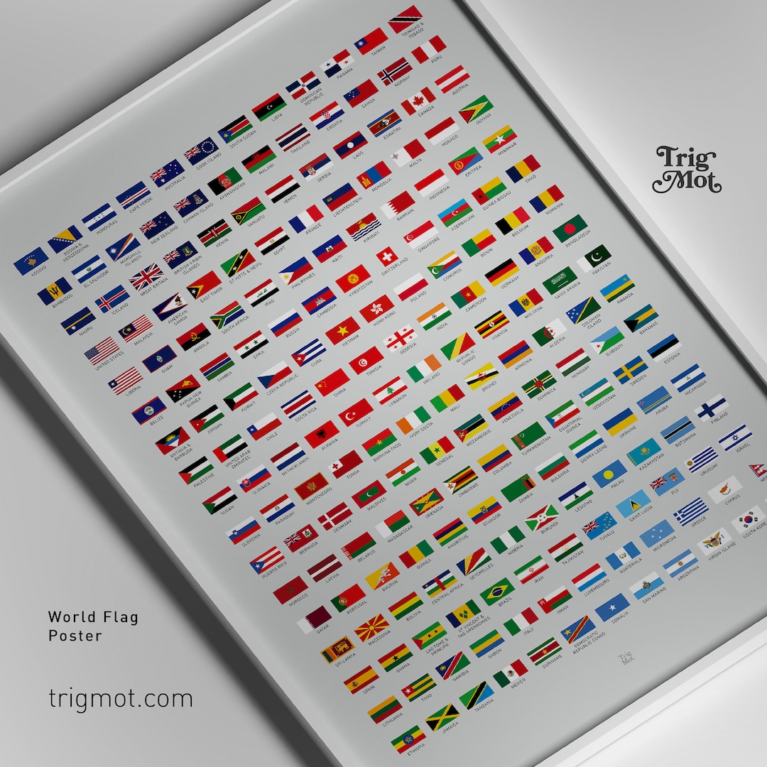 Flags of the World Poster Printed or Digital Interactive Educational ...