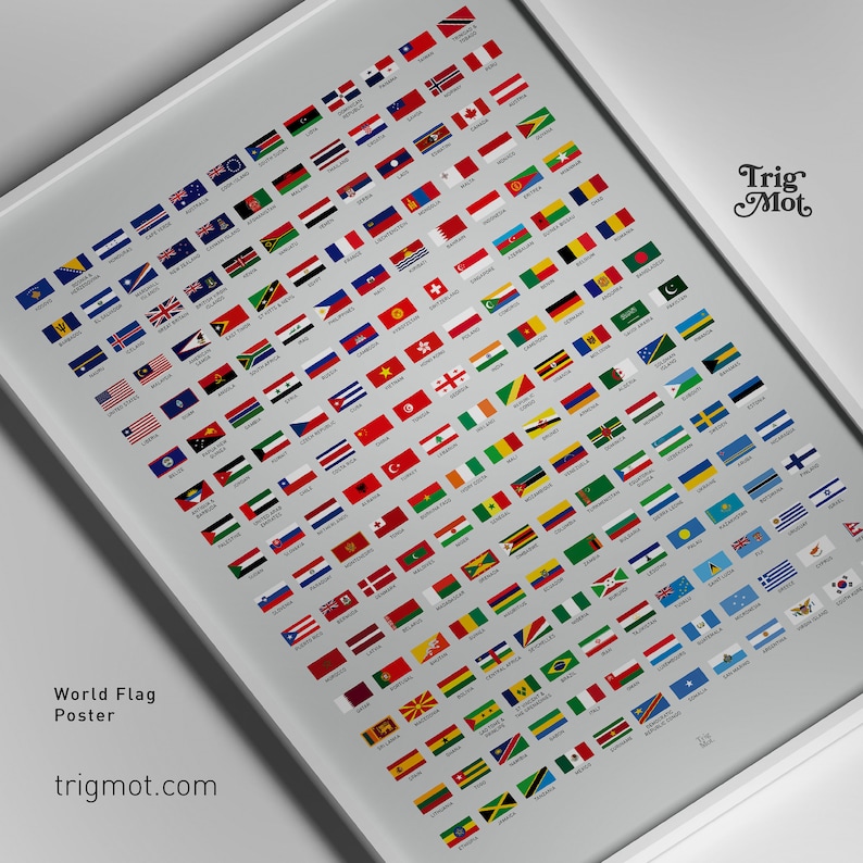 Flags of the World Poster Printed or Digital Interactive - Etsy