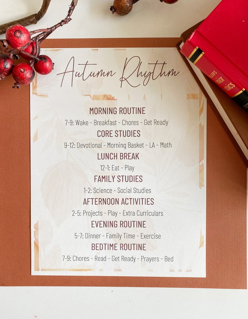Daily Rhythm, Routine, Schedule Seasonal Themed Template Digital ...