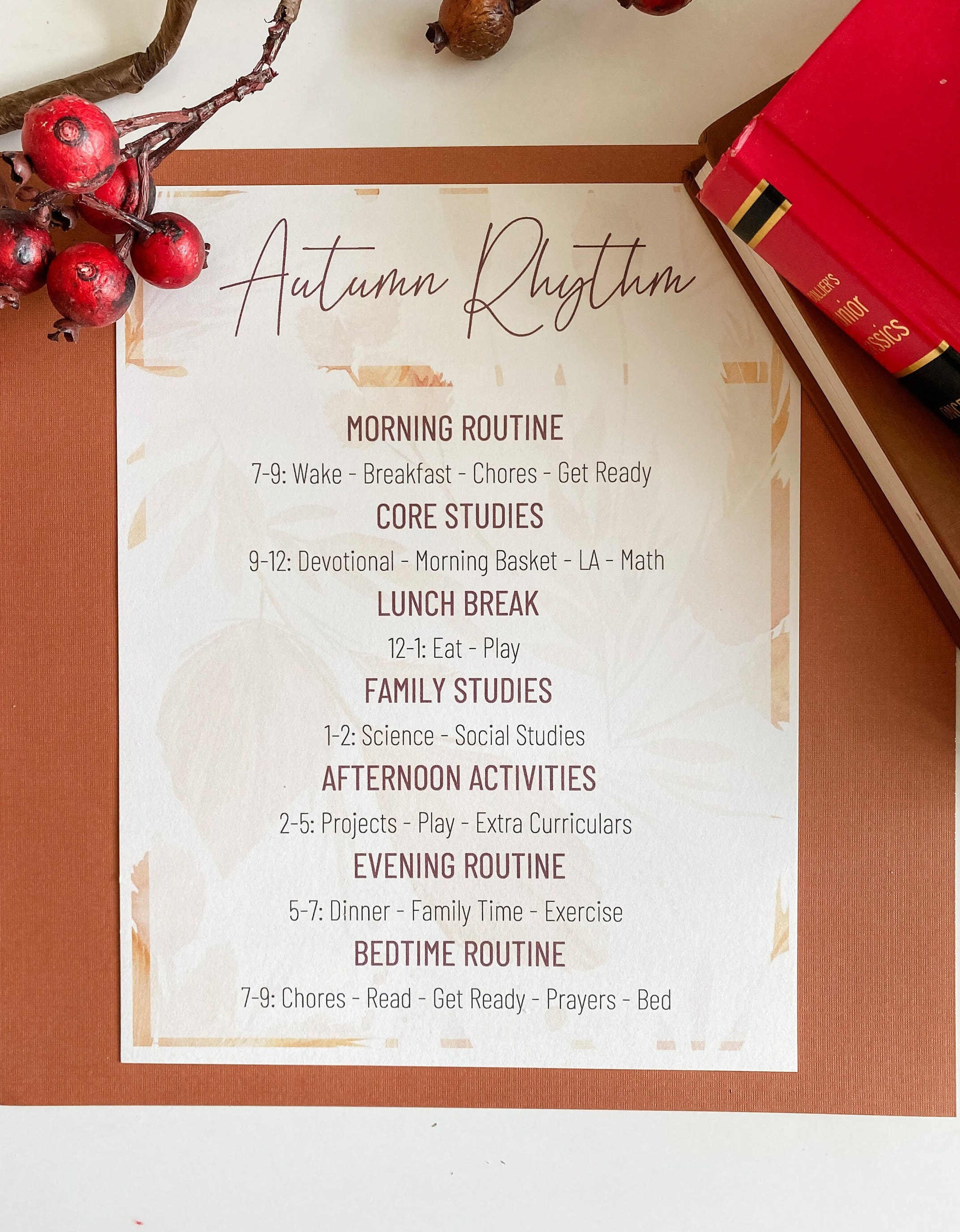 Daily Rhythm, Routine, Schedule - Seasonal Themed Template Digital ...