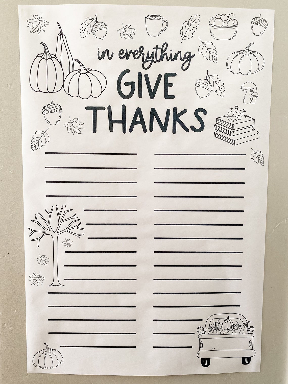 Thankful/gratitude Tree + List - 4 Pack With 2 Styles, Give Thanks ...