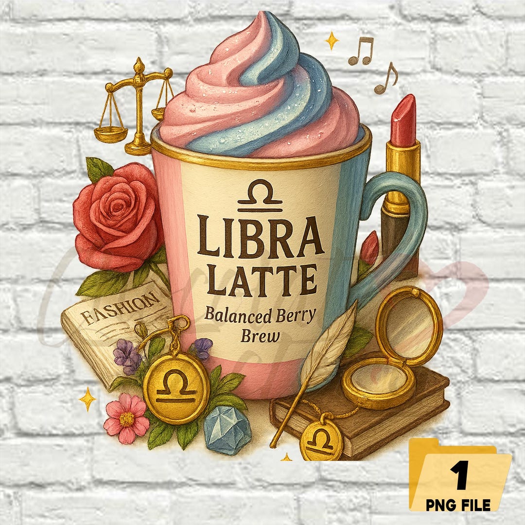 Libra Latte PNG | Zodiac Coffee Cup Clipart | Digital Download - Etsy