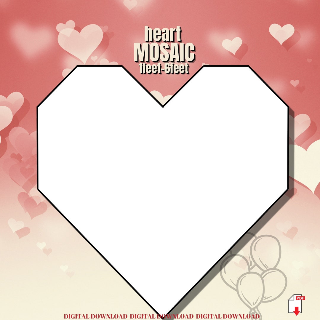 6ft 5ft 4ft 3ft 2ft 1ft Mosaic Straight Line Square Heart From Balloons ...
