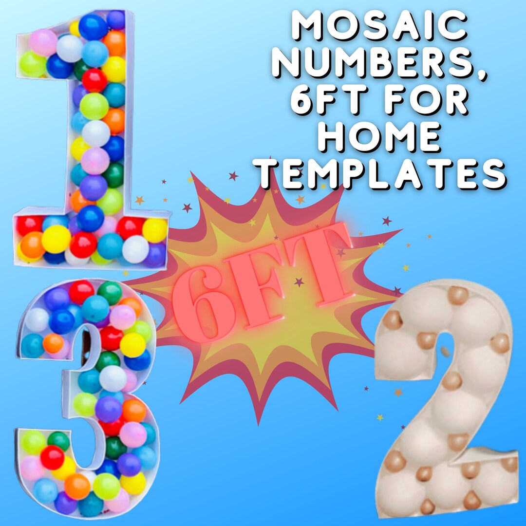 Mosaic Numbers From Balloons PDF Files 0 9 All Numbers 6ft Etsy