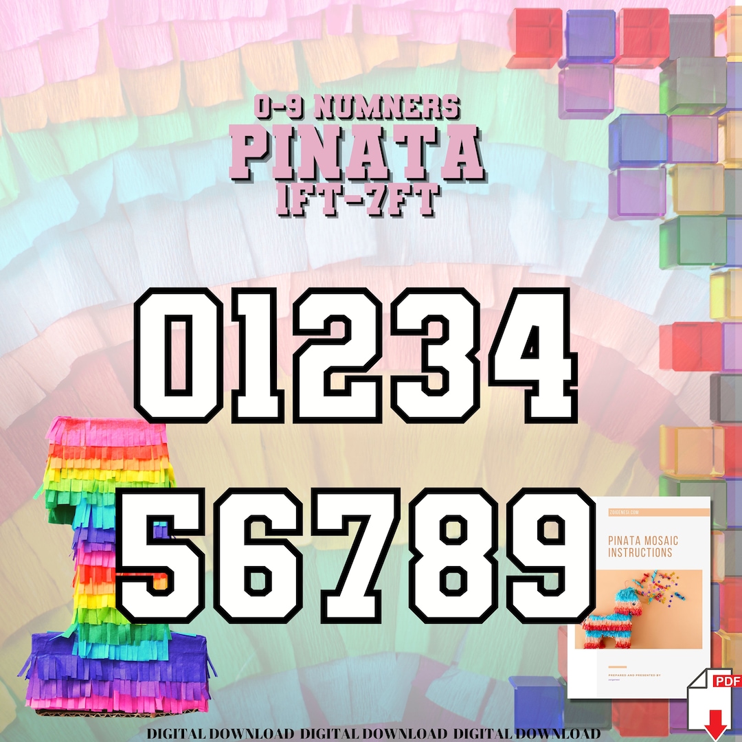 1ft 2ft 3ft 4ft 5ft 6ft 7ft Mosaic Pinata Numbers 0 1 2 3 4 5 6 7 8 9 ...