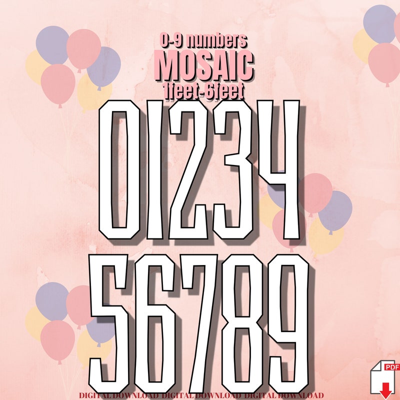 Mosaic Numbers Template - Etsy