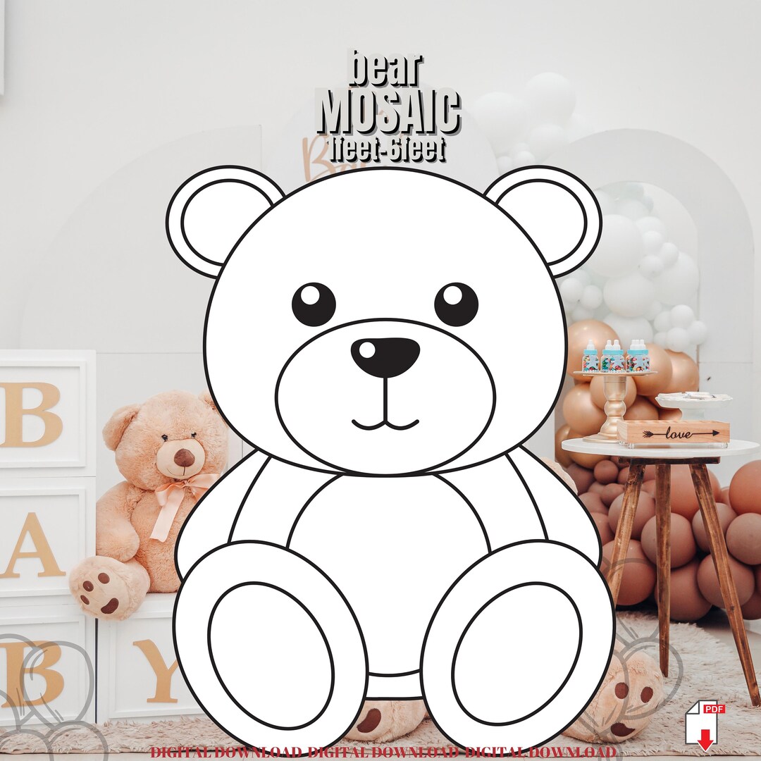 1ft-6ft Mosaic Teddy Bear From Balloons PDF Files Baby Shower Mosaic ...