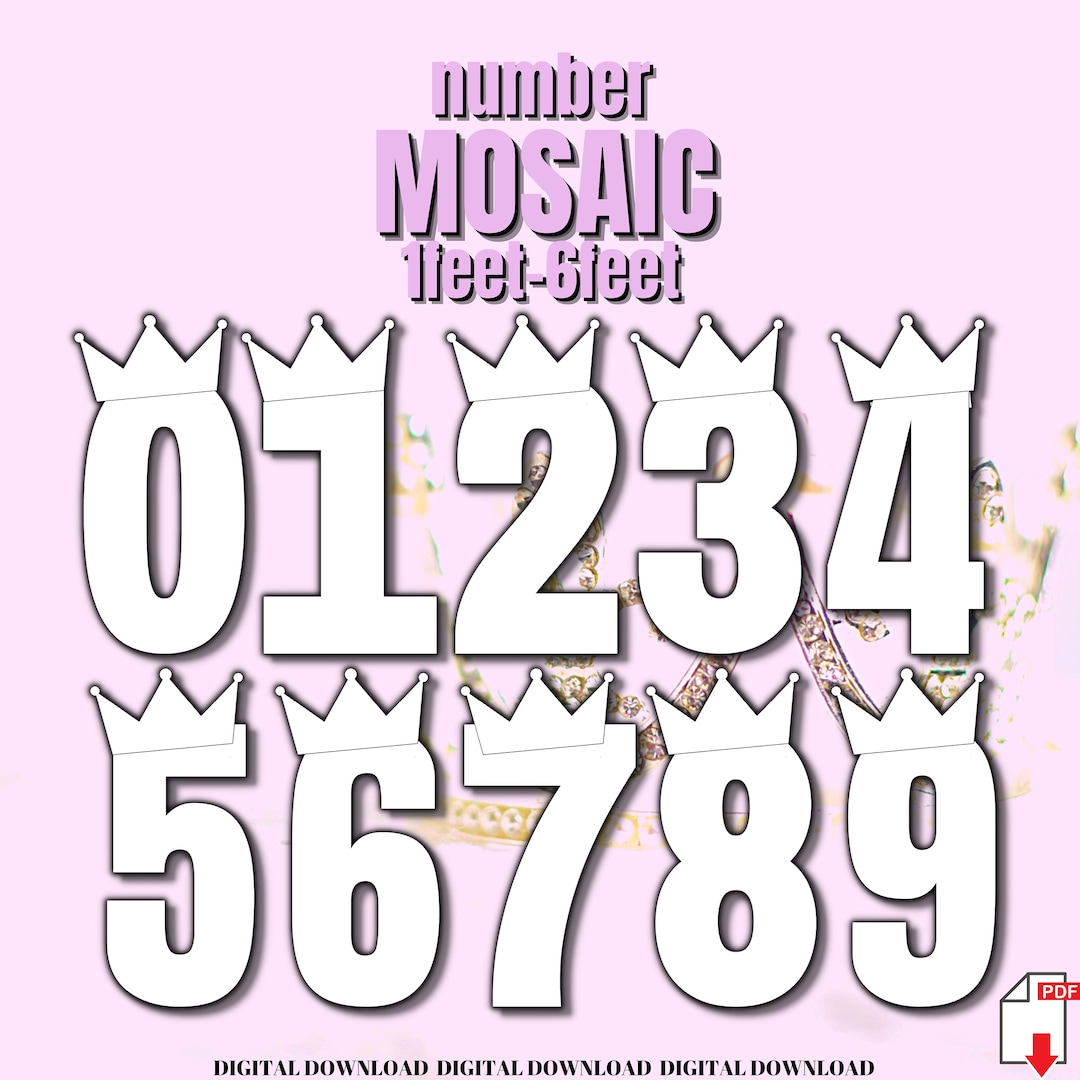6ft 5ft 4ft 3ft 2ft 1ft Mosaic All 0-9 King/quin Numbers From Balloons ...