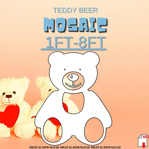 1ft-5ft Mosaic Teddy Bear From Balloons PDF Files Baby Shower - Etsy