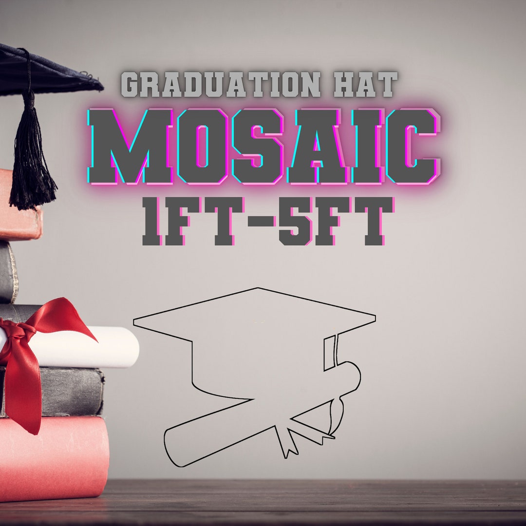 1ft, 2ft, 3ft, 4ft, 5ft Mosaic Graduation Hat From Balloons Mosaic ...