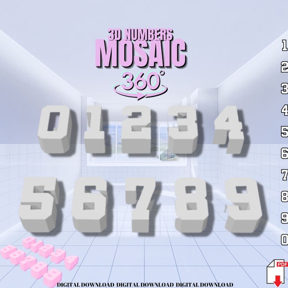Mosaic 3D Numbers 1 to 10 Number Box Digital Template 3in - Etsy Hong Kong