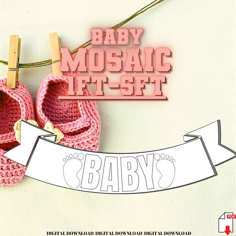 1ft-5ft Mosaic Baby Feet Ribbon From Balloons PDF Files - Etsy