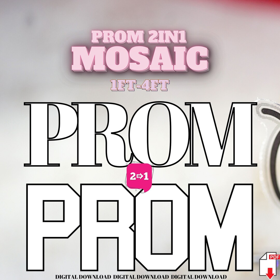 1ft 2ft 3ft 4ft Mosaic PROM From Balloons PDF Files 2in1 Serif and ...