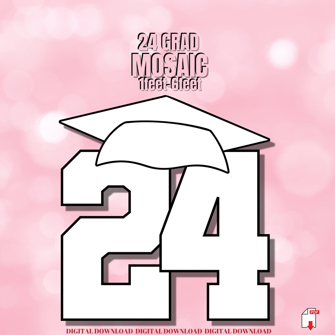 1ft-6ft Mosaic 24 Graduation Hat From Balloons PDF Files - Etsy