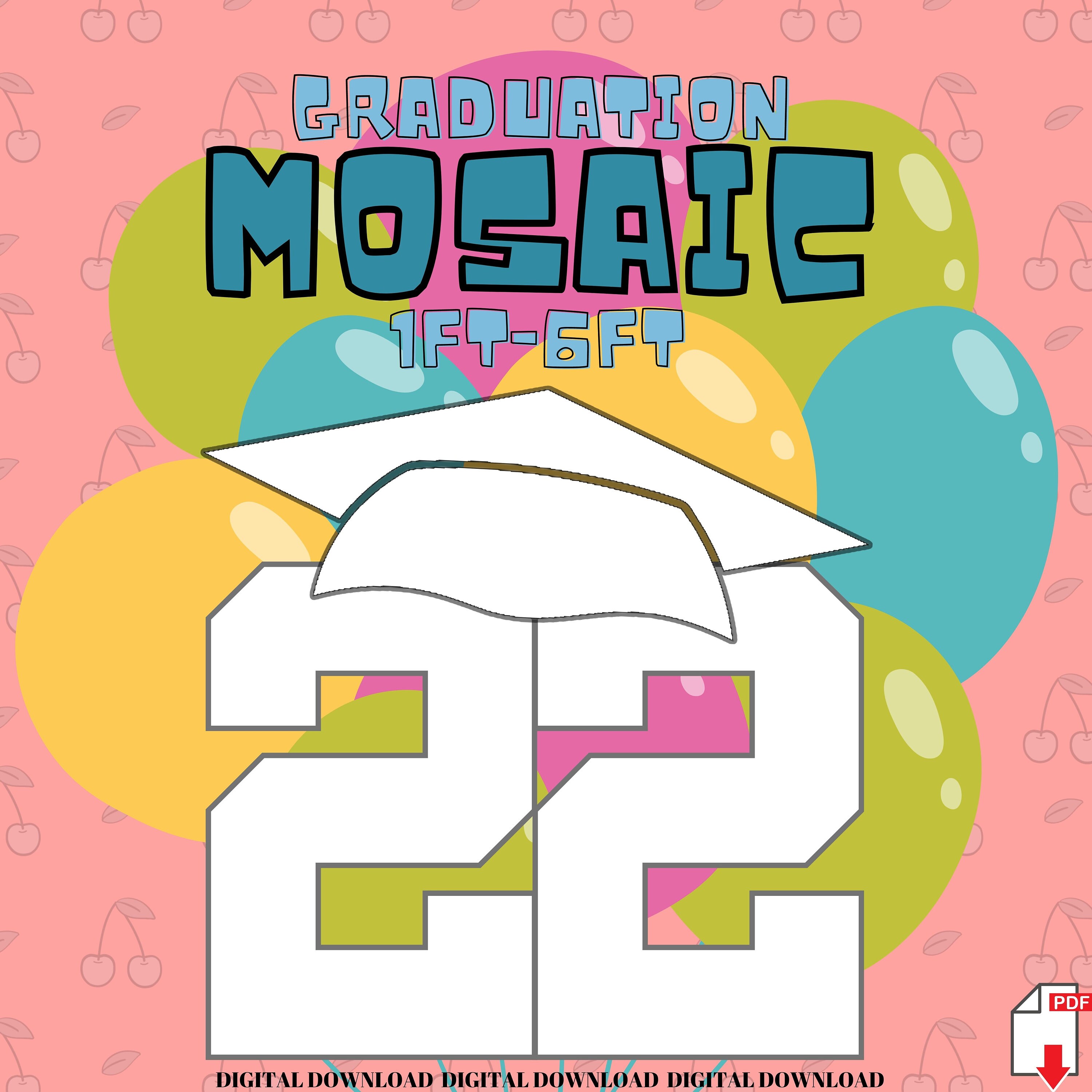 1ft-6ft Mosaic Graduation Hat Champagne Bottle from Balloons PDF files ...