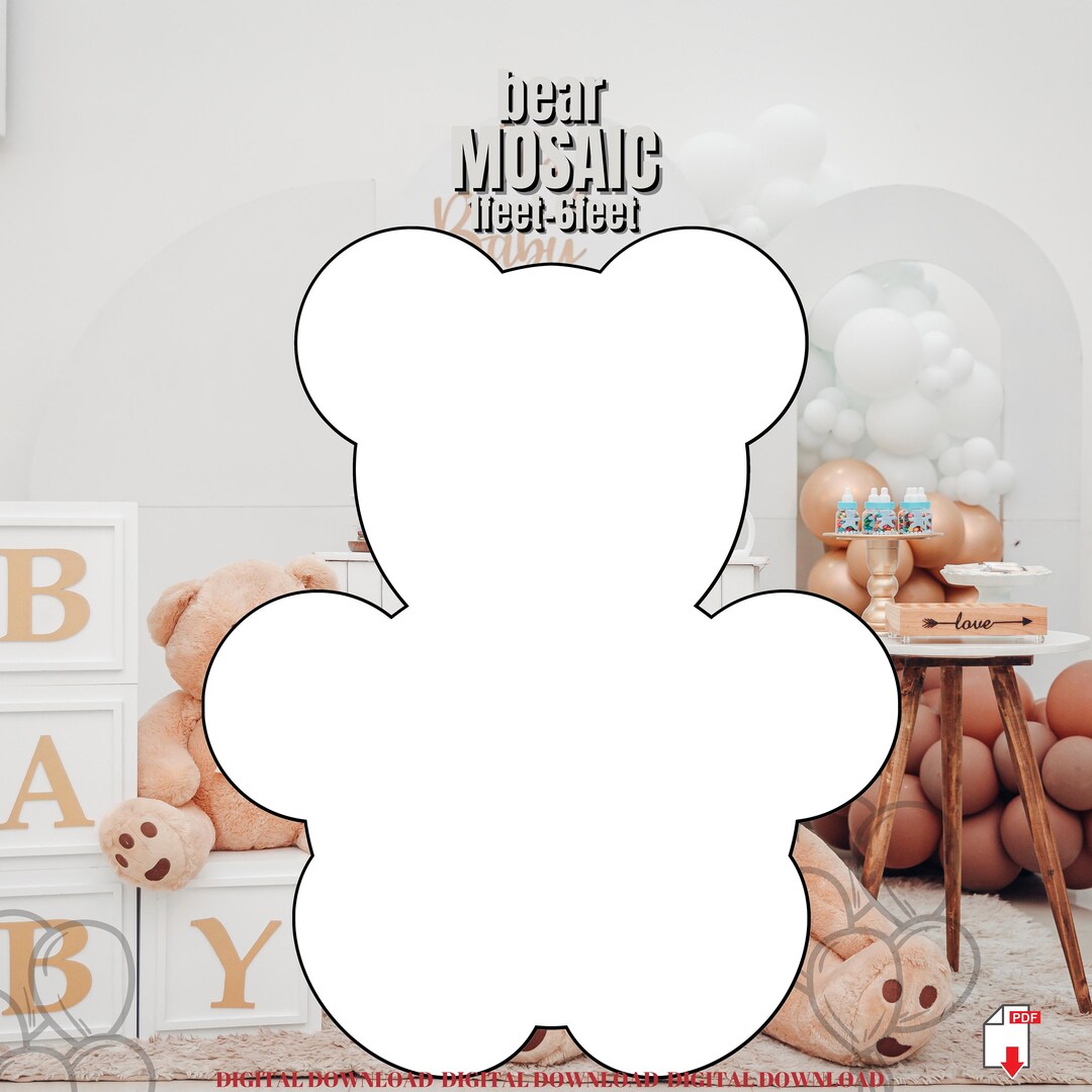 1ft-6ft Mosaic Teddy Bear From Balloons PDF Files Baby Shower Mosaic ...