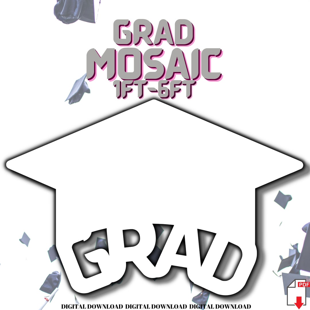 1ft-6ft Mosaic Graduation With Cap From Balloons Digital Templates - Etsy