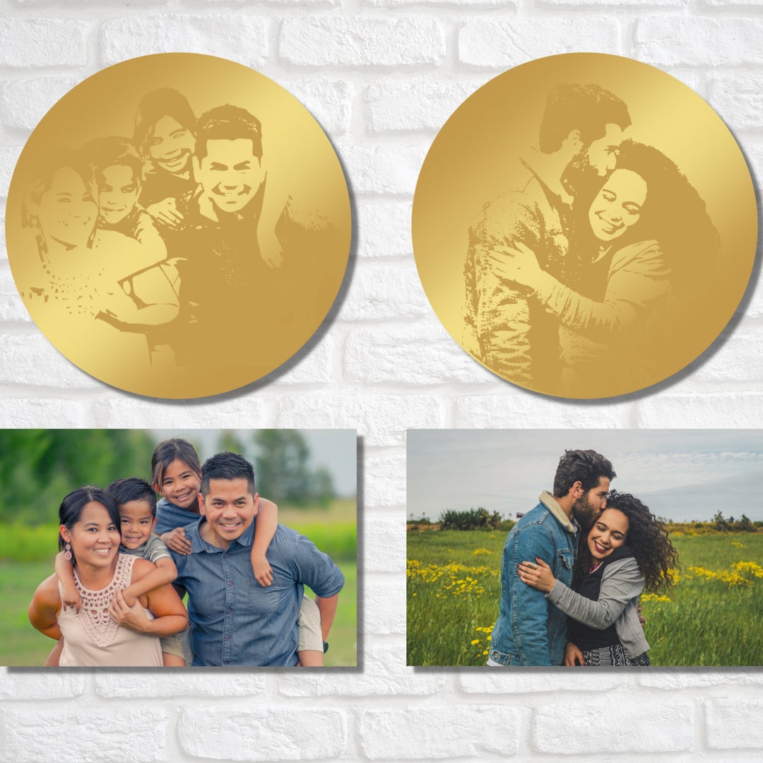 Unique Custom Gold Coin Line Drawing From Your Picture - Hand-drawn ...