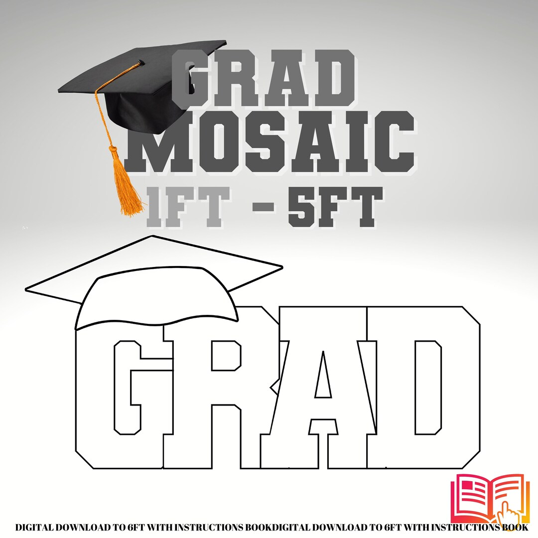 1ft-5ft Mosaic Grad From Balloons PDF Files Graduation Hat Mosaic - Etsy