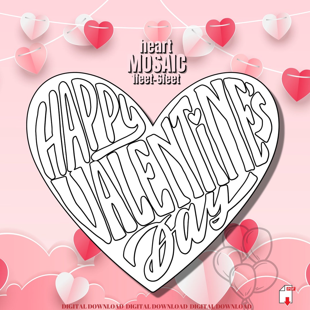 6ft 5ft 4ft 3ft 2ft 1ft Mosaic Valentines Day With Heart From Balloons ...