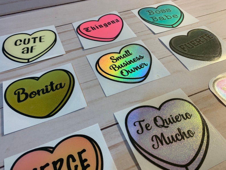 Conversation Heart Decals, Vinyl Stickers for Tumblers, Water Bottles ...