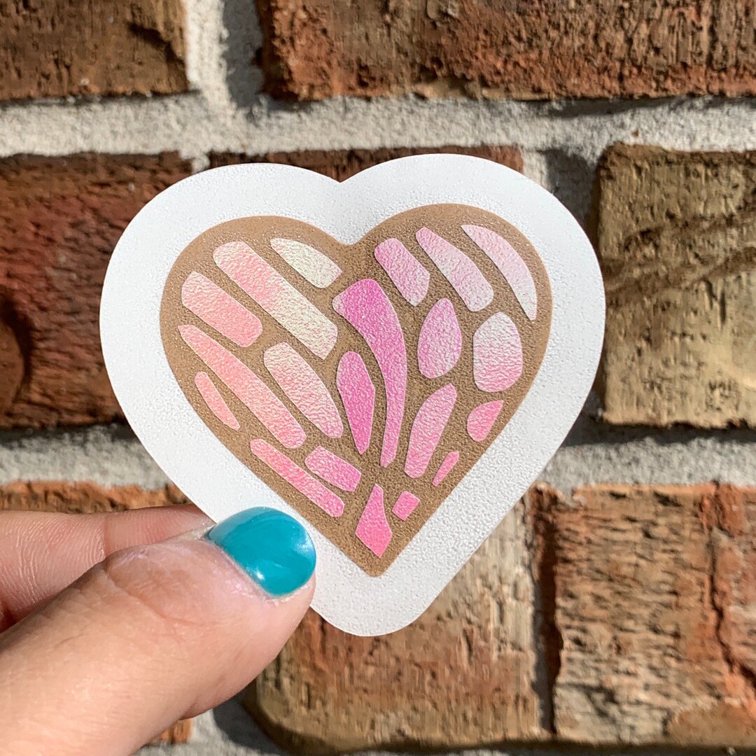 Concha Heart Decal, Pan Dulce Decals for Water Bottles, Mugs, Laptop ...
