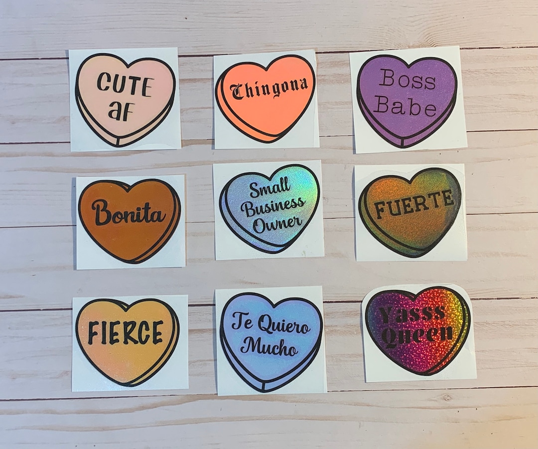 Conversation Heart Decals, Vinyl Stickers for Tumblers, Water Bottles ...