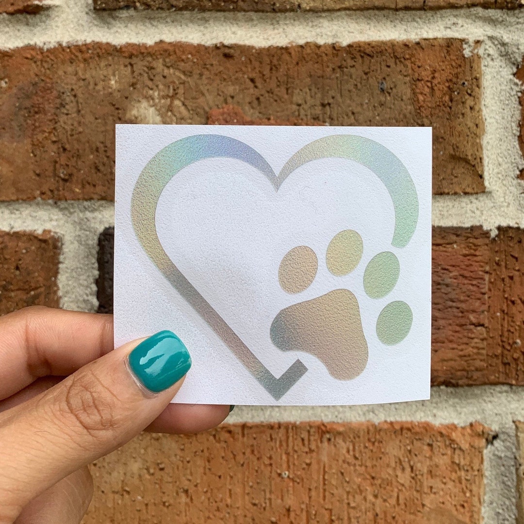 Heart Paw Print Decal, Heart Paw Print Stickers for Water Bottles, Mugs ...