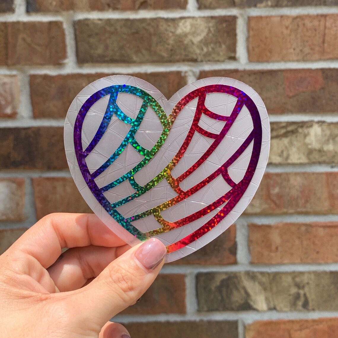 Heart Concha Suncatcher Cling, Rainbow Window Decal | Free Shipping - Etsy