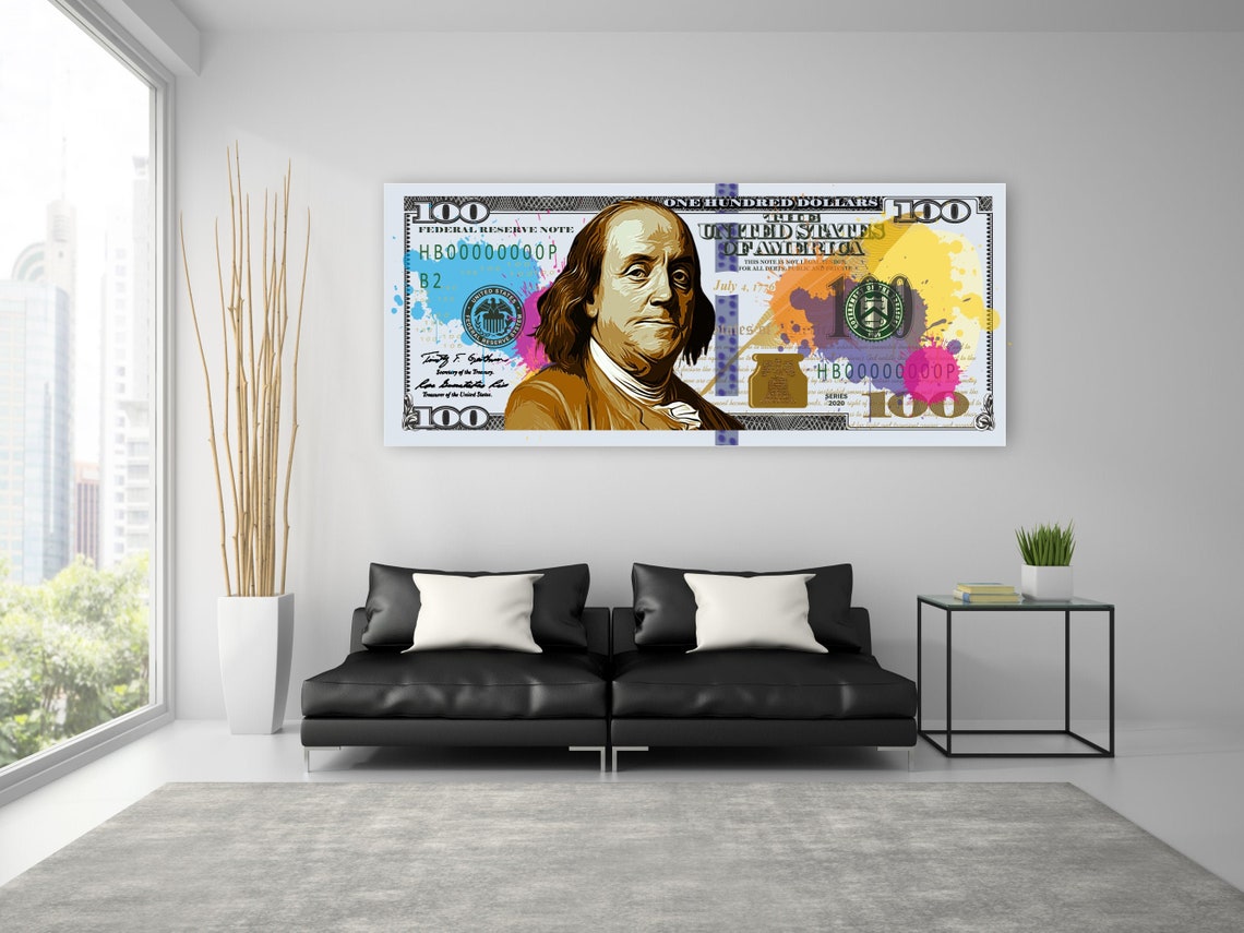100 Dollars bill canvas print wall art 100 Dollar Bill - Etsy Italia
