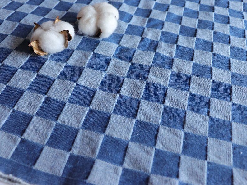 Plaid Washed Denim Fabric Designer Denim Fabricby the Half - Etsy