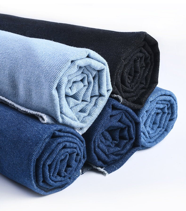 Denim Fabric Washed Denim Fabric Cotton Blue Denim Jean | Etsy