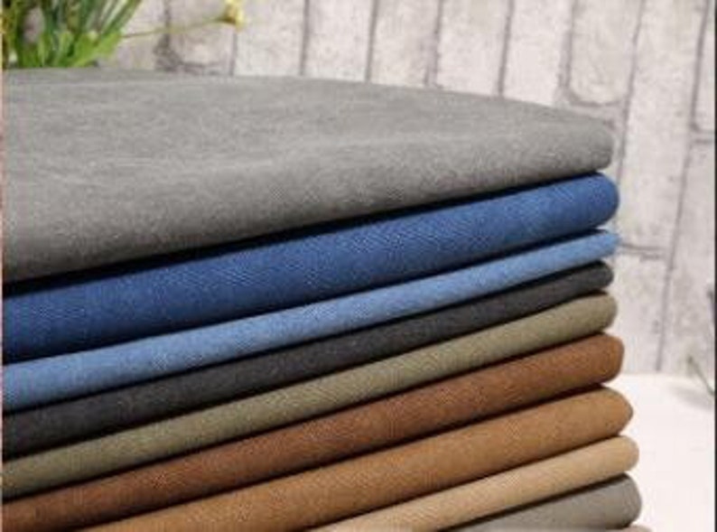 Canvas Fabric Washed Canvas Fabric Vintage Solid Washed | Etsy