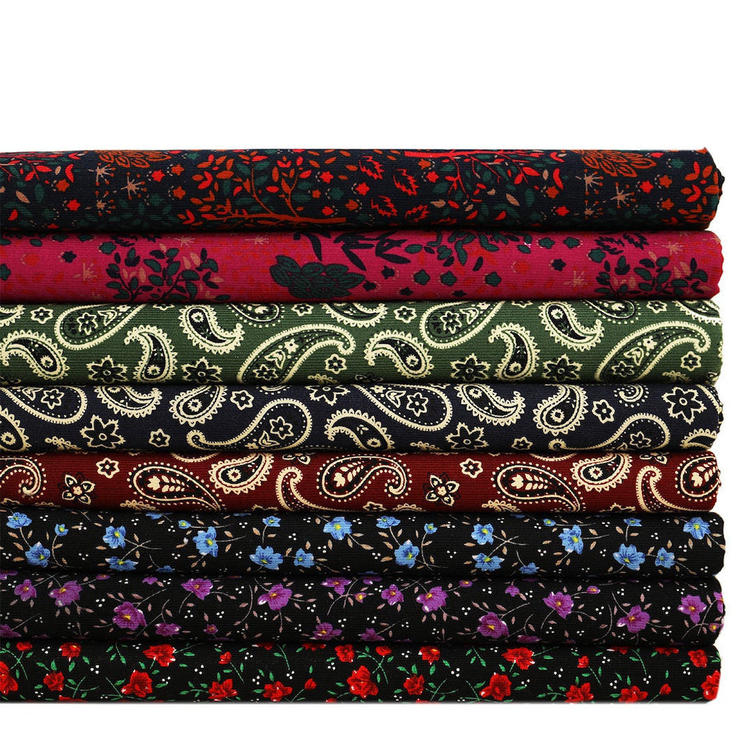 21 Wale Corduroy Fabric,floral Corduroy Fabric, Print Colorful Flowers ...