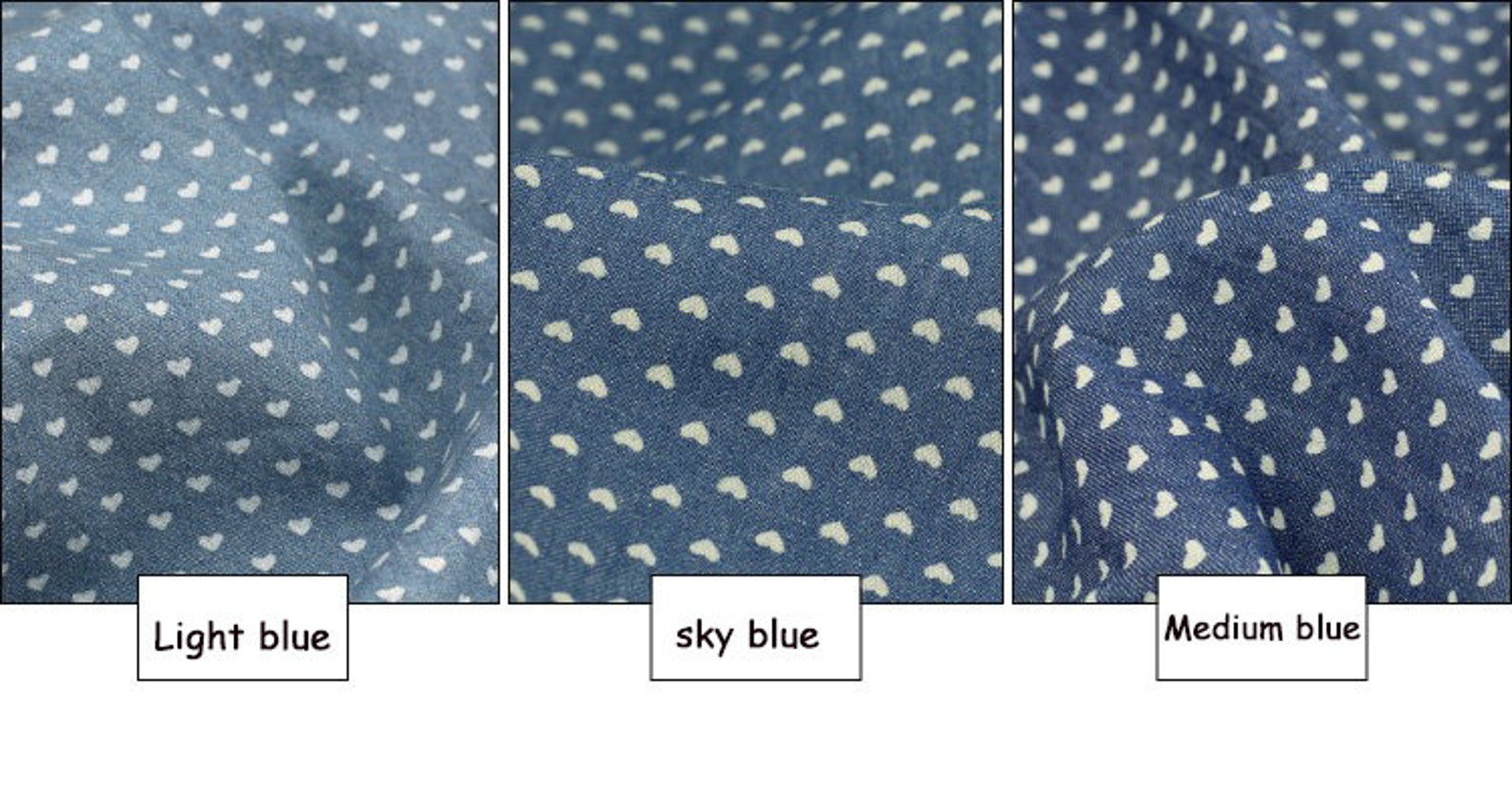 Pure Cotton Washed Denim Fabric, Small Love Pattern Denim Fabric, by ...