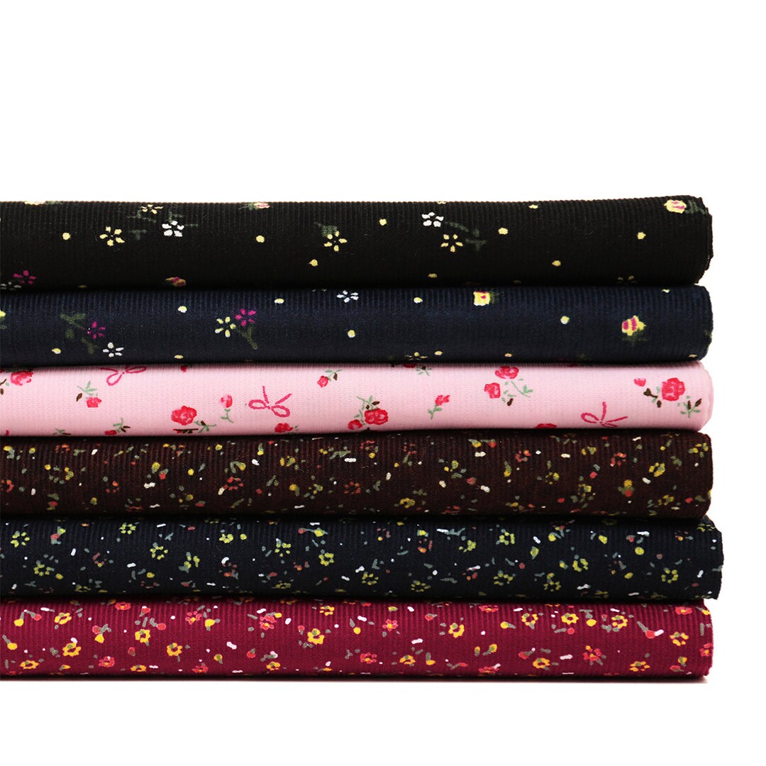 Floral Corduroy Fabric, Cotton Printed Colorful Flowers Corduroy, 21 ...