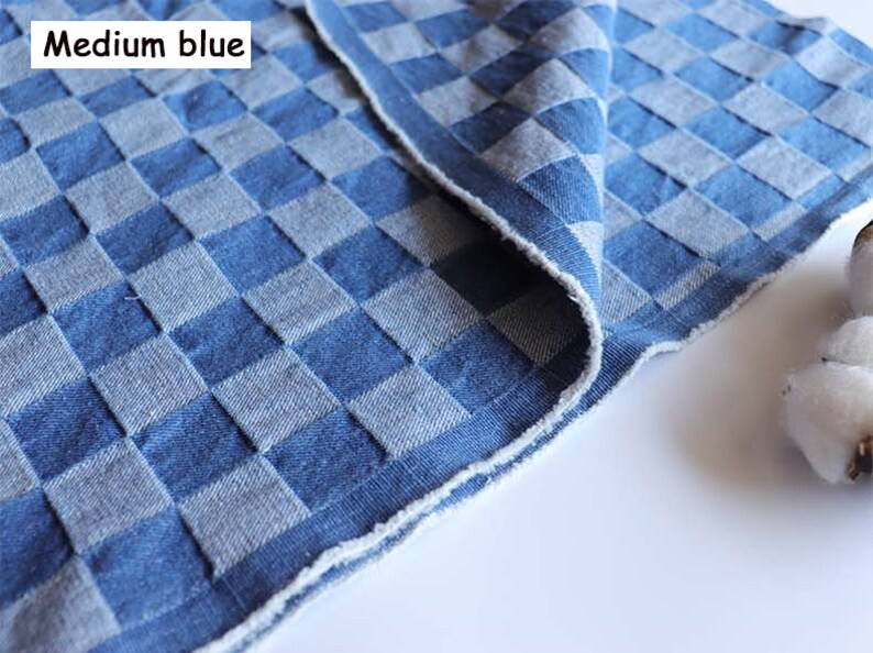 Plaid Washed Denim Fabric Designer Denim Fabricby the Half - Etsy